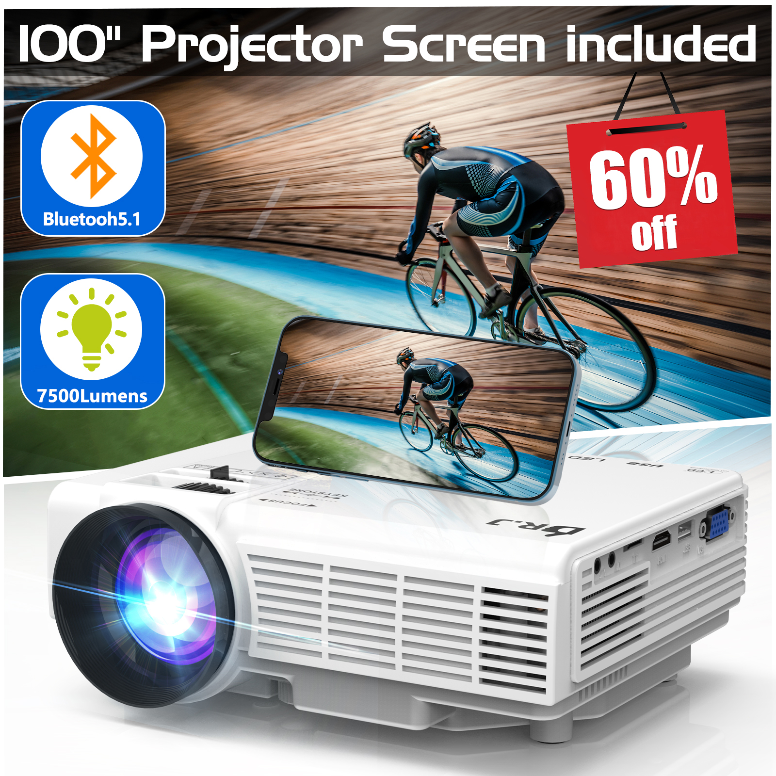 Ematic Mini Portable Theater Projector, White (EPJ480WH) - Walmart.com