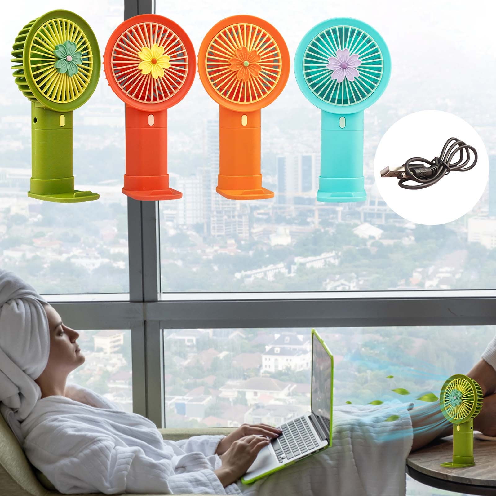 Mini Portable Office Fan, Quiet Rechargeable Desktop Air Conditioner ...