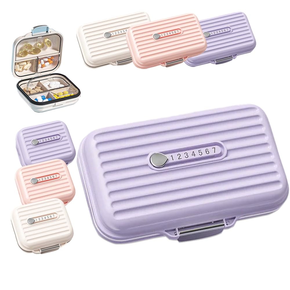 Mini Portable Pill Box, 7 Compartments Travel Small Pill Organizer ...