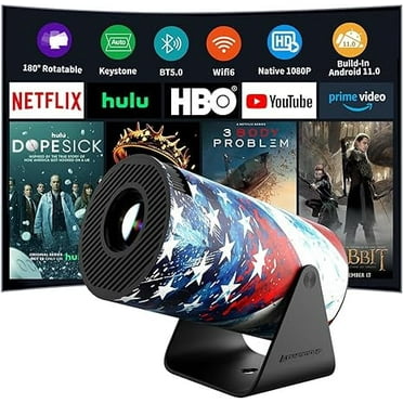 Xgody Smart Mini Portable Projector, 1080p Native, Android 11.0, 5G ...