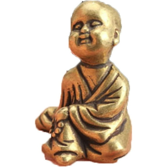 Mini Portable Retro Brass Little Monk Buddha Zen Statue Pocket Sitting ...