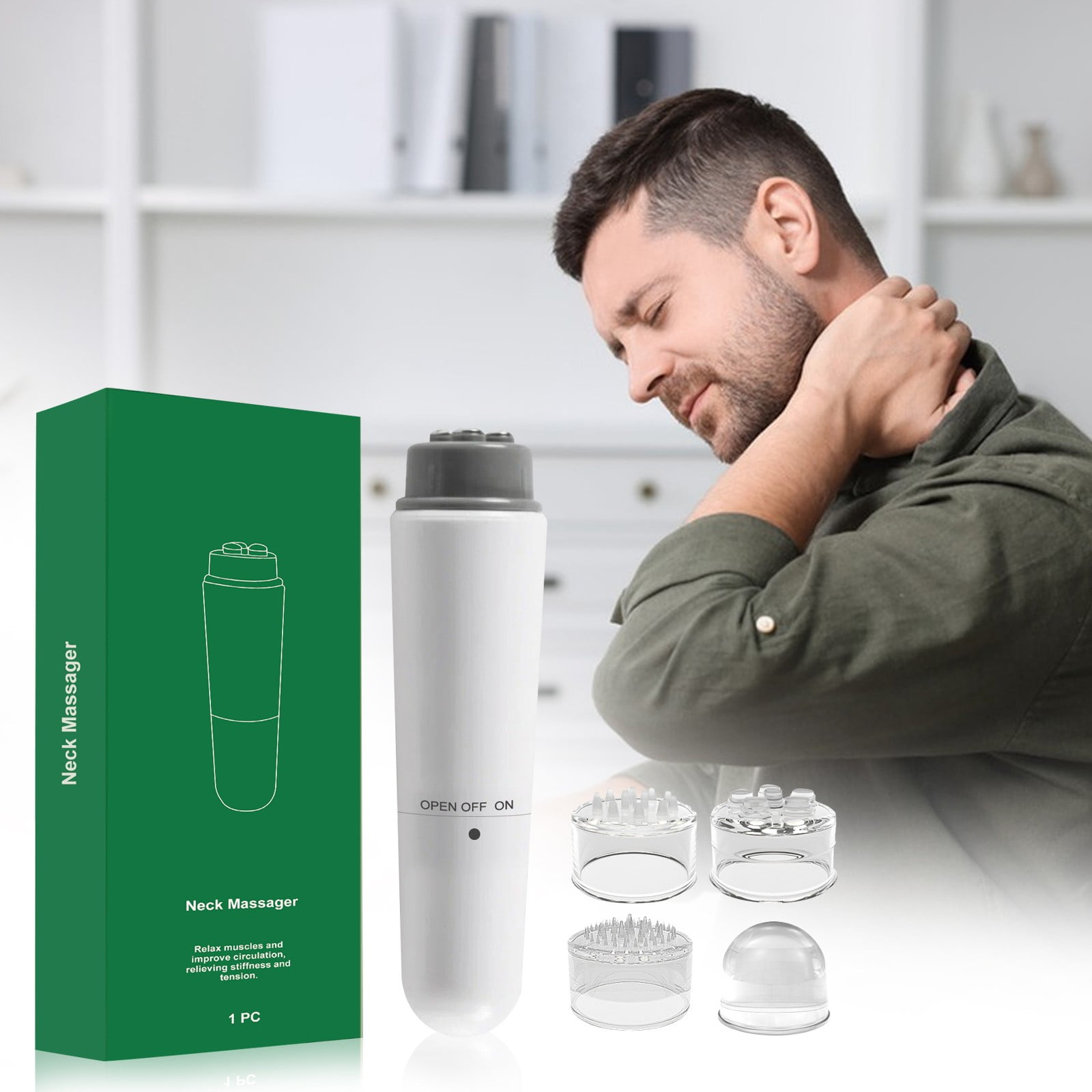 Mini Portable Small Vibrating Massage Body Tool 4 Heads Massager Pocket ...