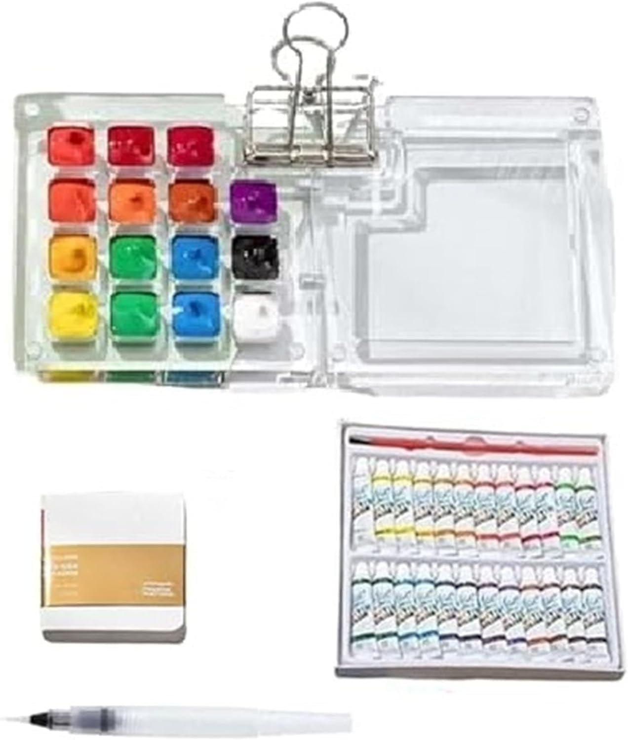 Mini Portable Travel Watercolor Paint Set, 24 Color Paints with Grid ...