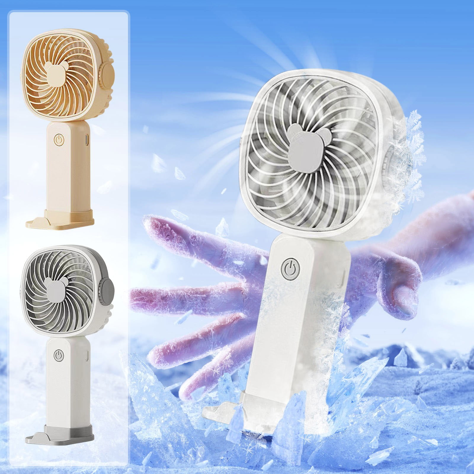 Mini Portable USB Fan, Quiet Desktop Fan, 4-Mode Speed Control + LED ...