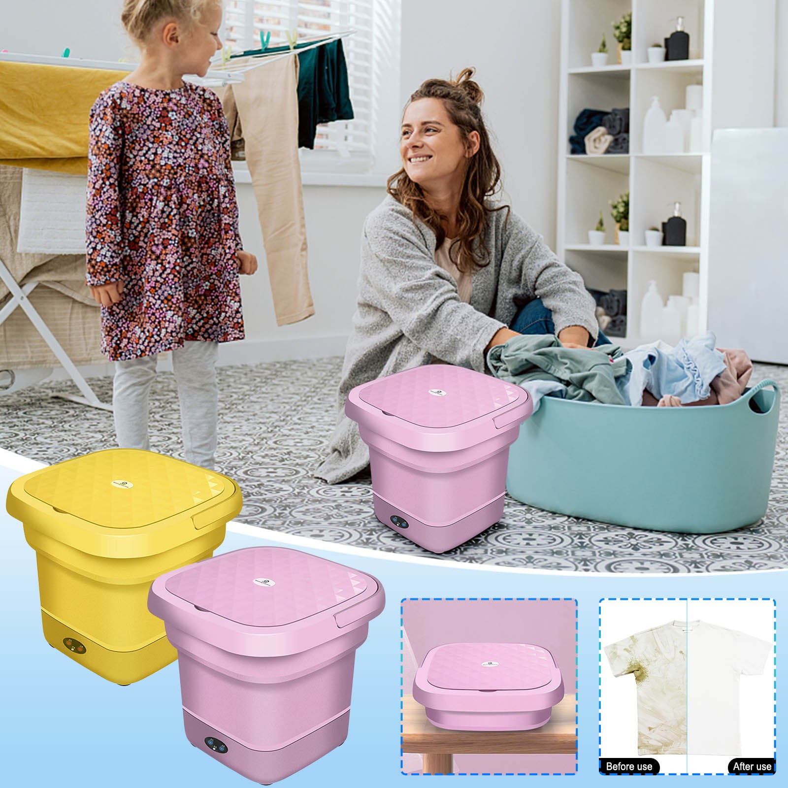 Mini Portable Washing Machine, Compact Foldable Cleaning Device, 5l ...