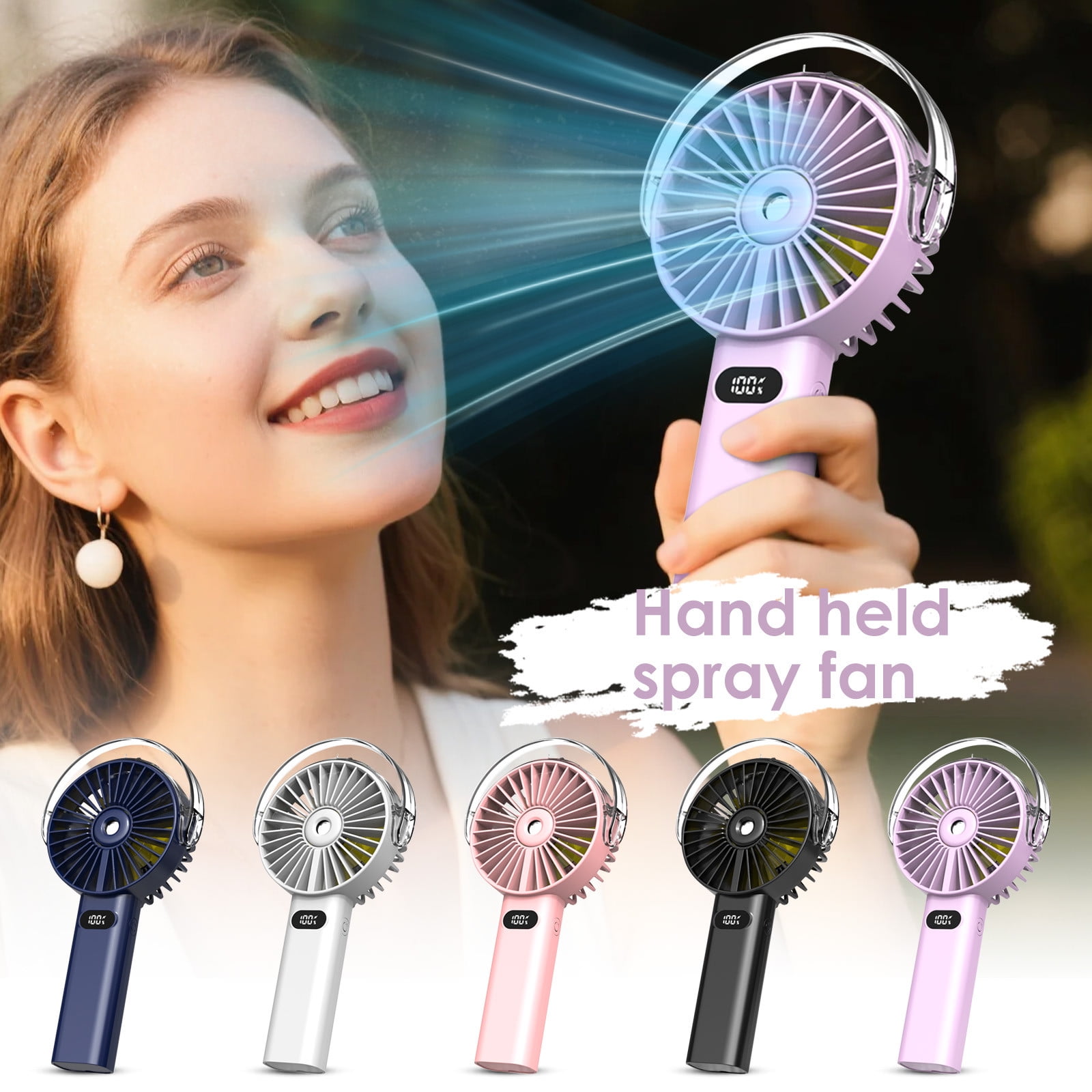 Mini Portable Water Misting Fan, 100 Speeds,Powerful Handheld Fan USB ...