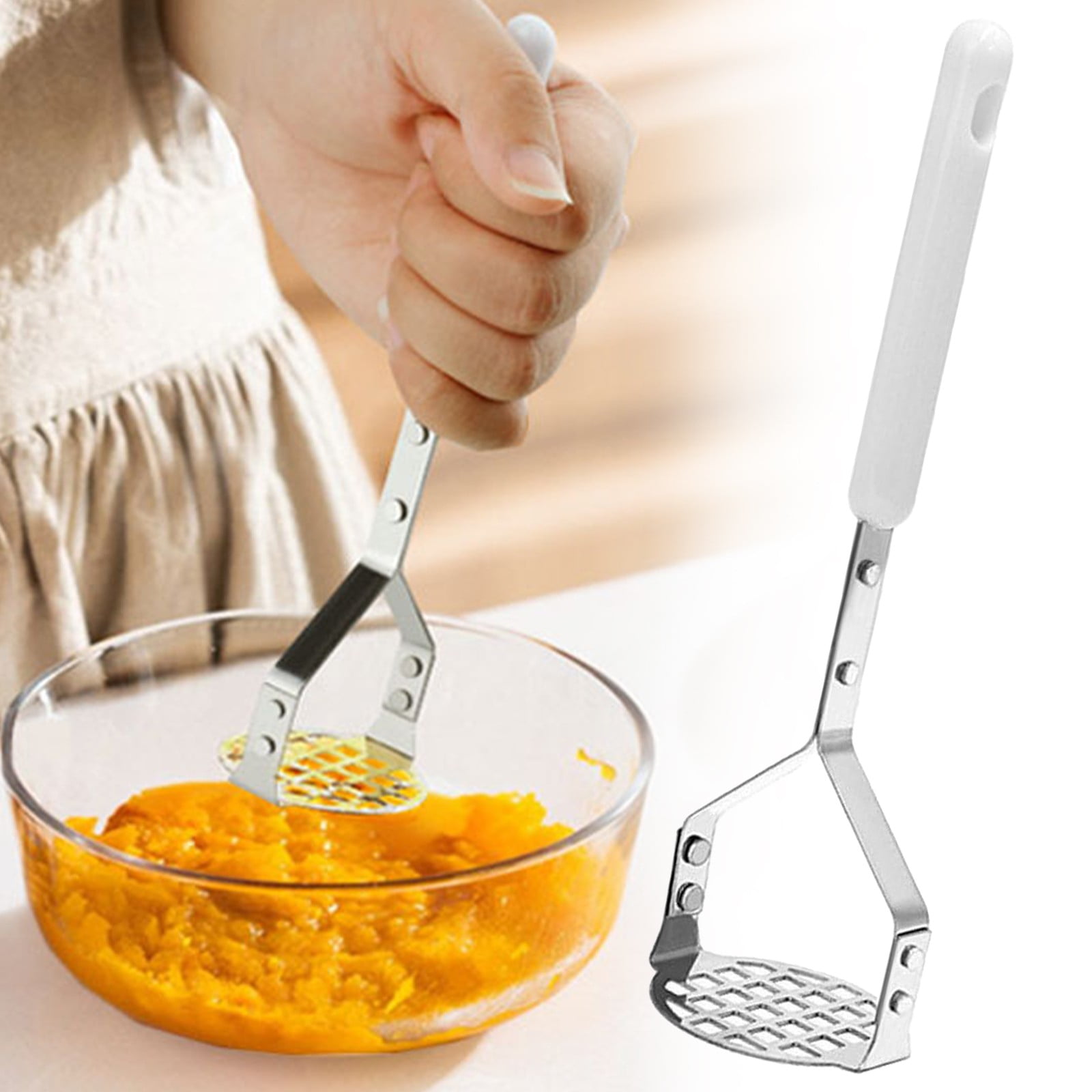 Mini Potato Masher - Stainless Steel Kitchen Tool with Plastic Handle ...