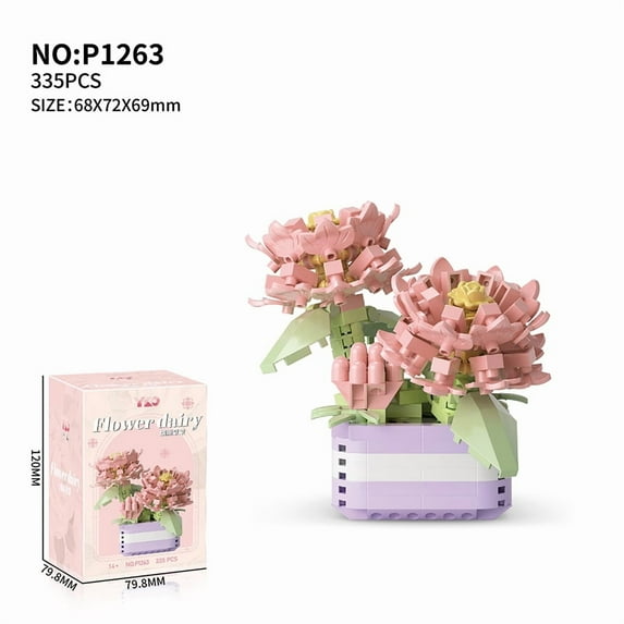 Mini Potted Building Block Sets Plastic Flowers Blocks Kids DIY ...