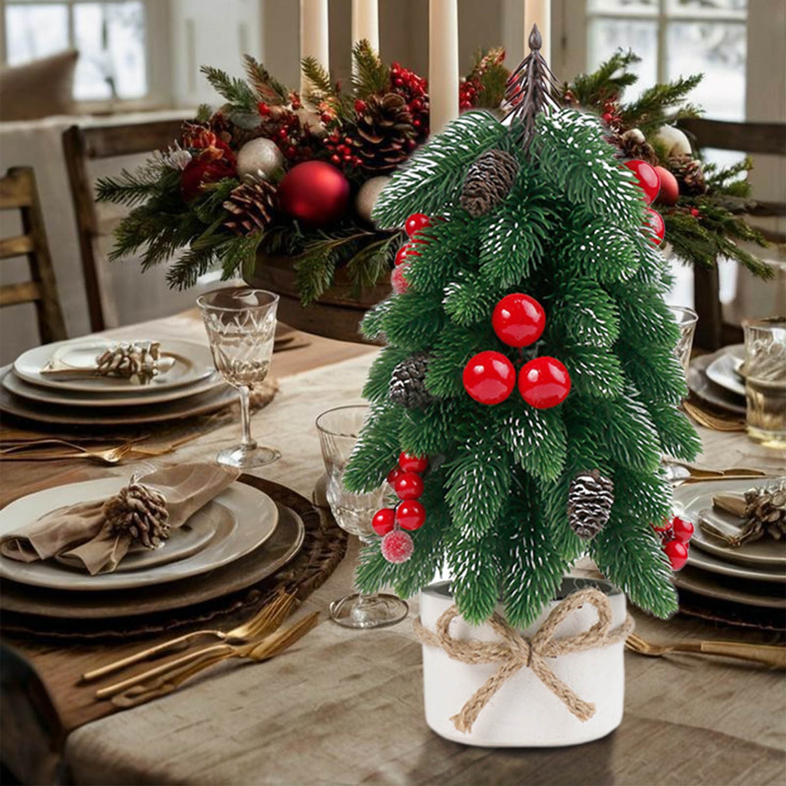 Mini Potted Christmas Tree Simulation Desktop Plant Holiday Party ...