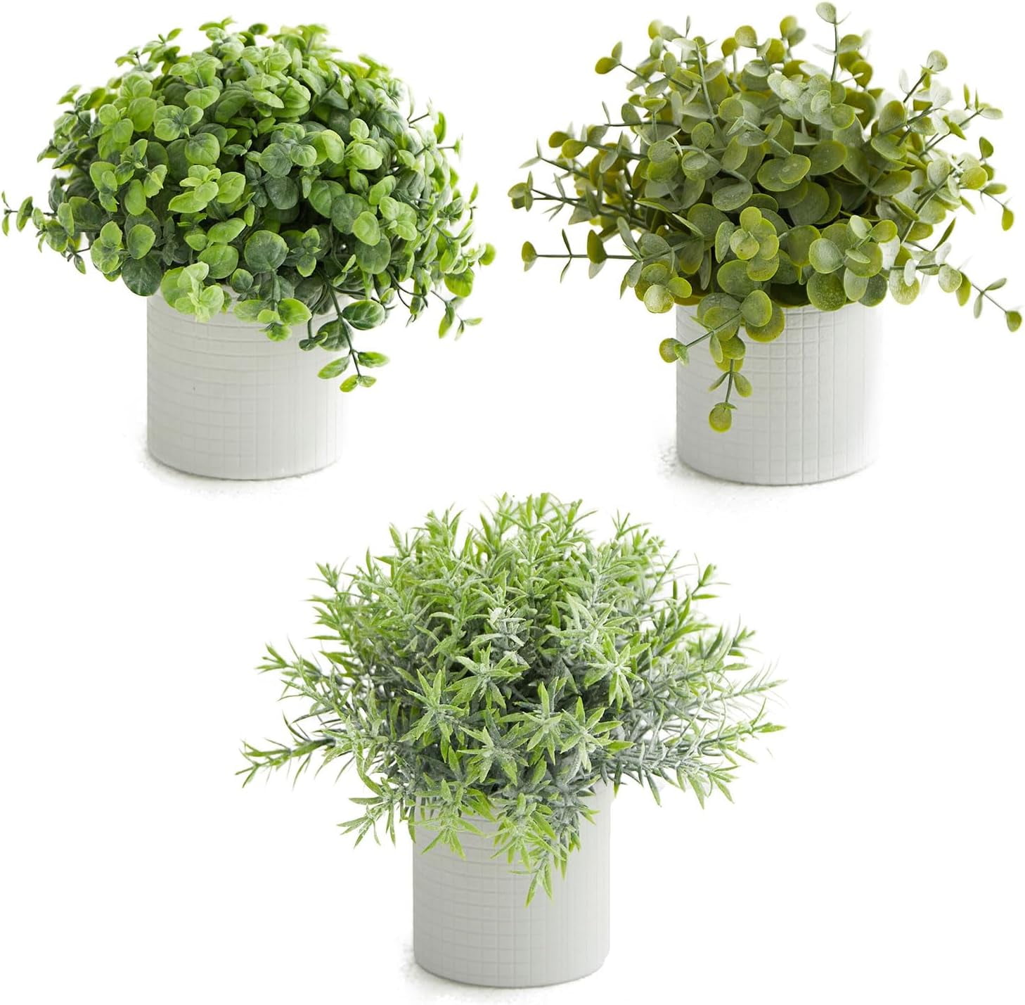Mini Potted Fake Plants Small 3 Packs Artificial Plastic Eucalyptus ...