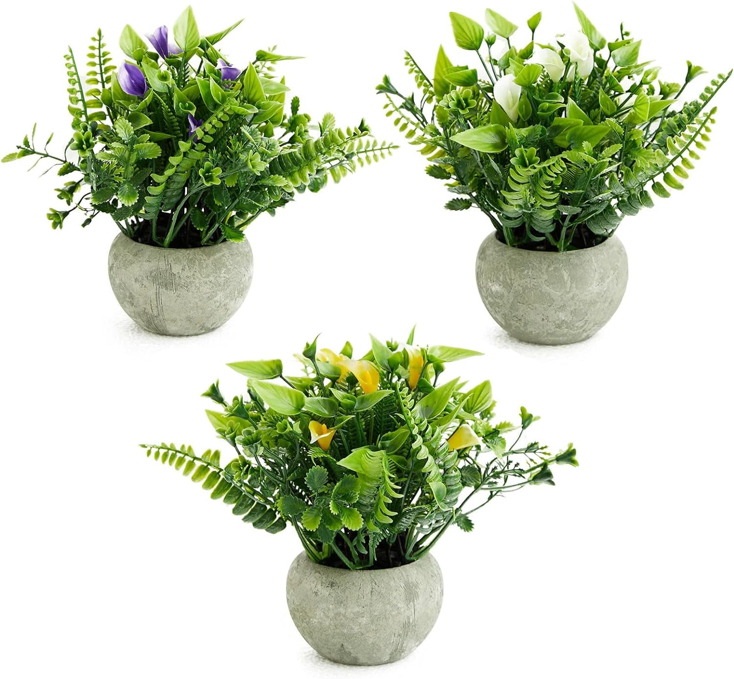 Mini Potted Fake Plants Small 3 Packs Artificial Plastic Eucalyptus ...