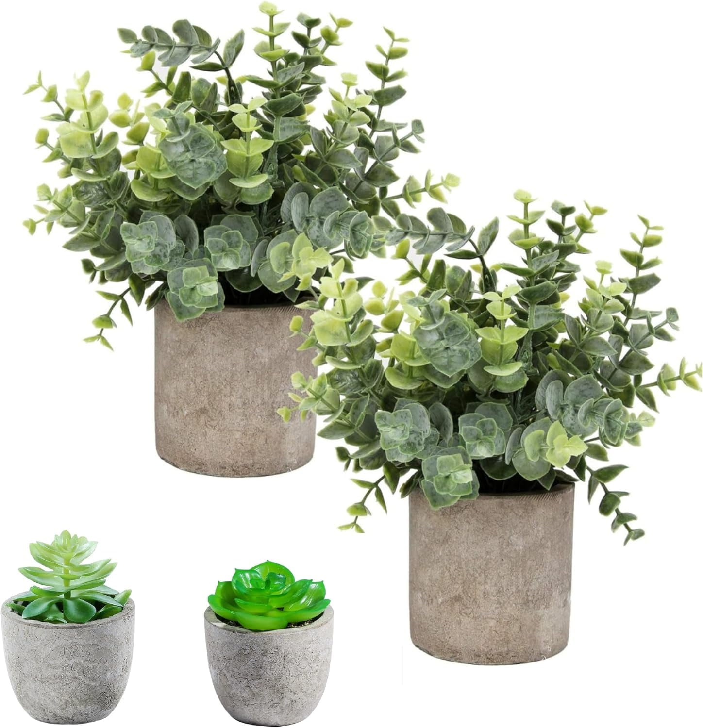 Mini Potted Plants Artificial Eucalyptus Boxwood Rosemary Faux Herbs ...