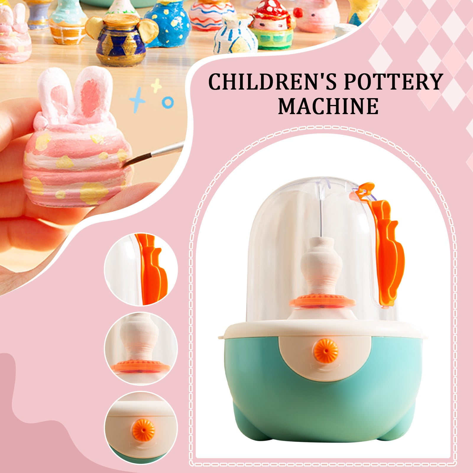 Mini Pottery Studio - 26 pcs DIY Pottery Kit, Mess Free Air Dry Clay ...