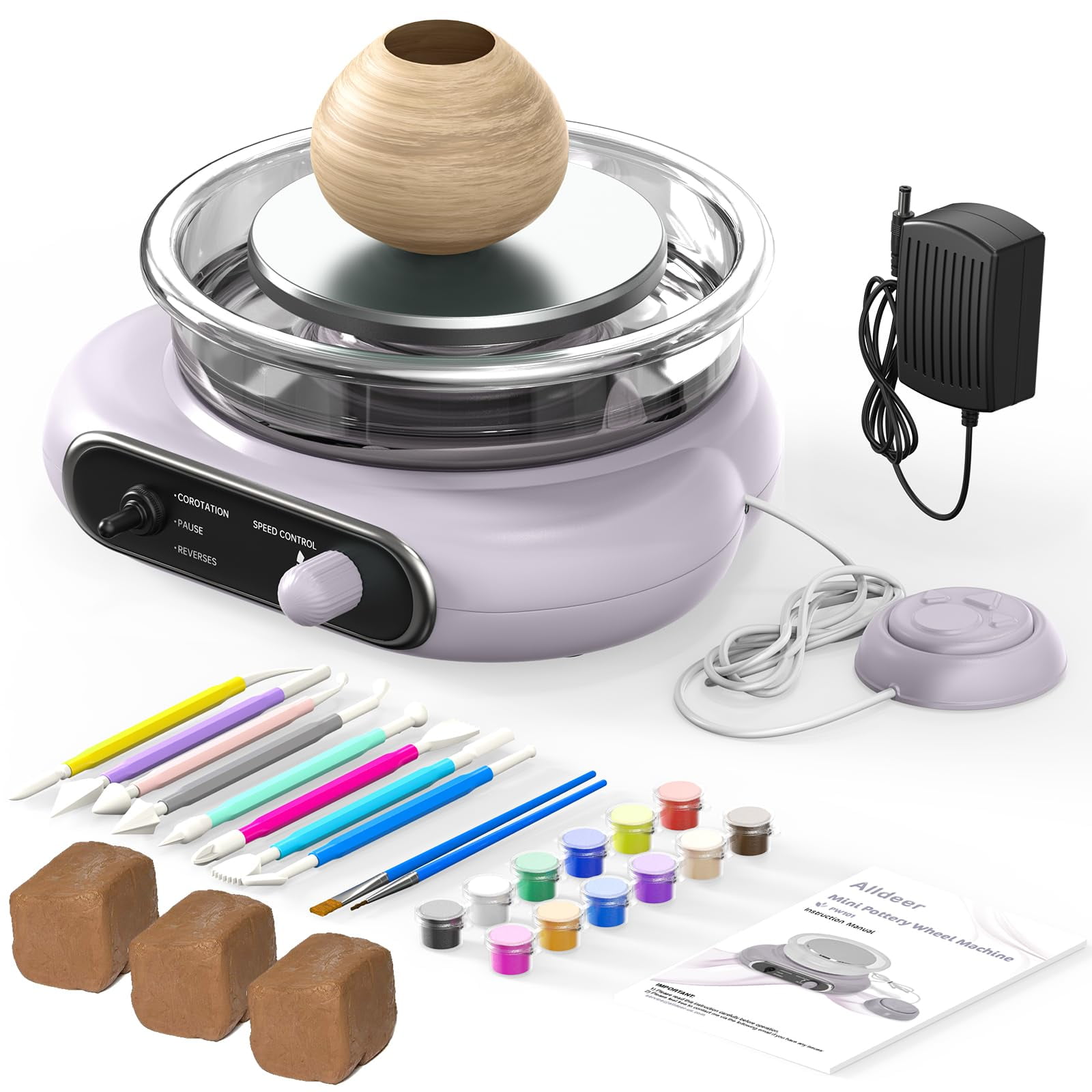 Mini Pottery Wheel Kit - 4.7" Turntable Electric Clay Wheel with Foot ...