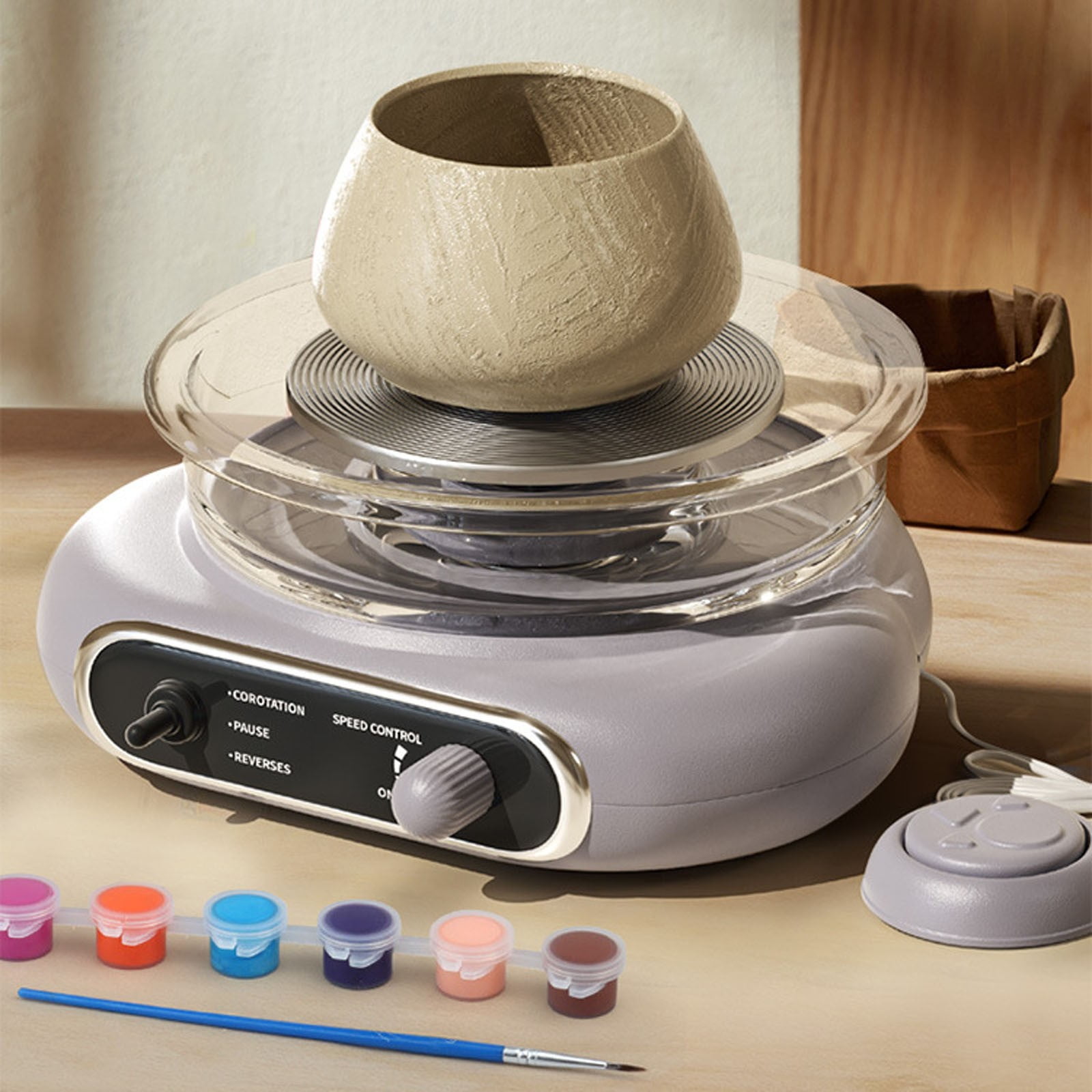 Mini Pottery Wheel Machine Kit, 4.7inch Electric Clay Wheel with Foot ...