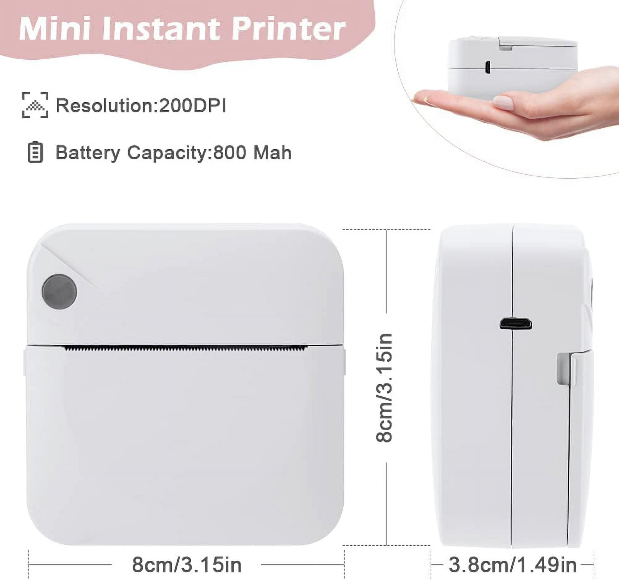 Mini Printer, Bluetooth Pocket Thermal Printer Inkless Portable Sticker ...