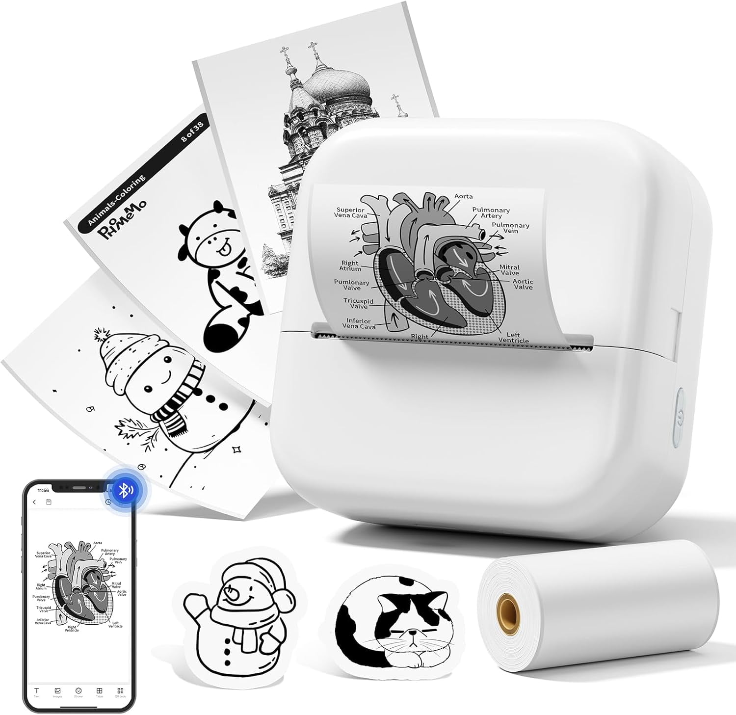 Mini Printer M02X Sticker Printer Portable Thermal Print Pod Pocket ...