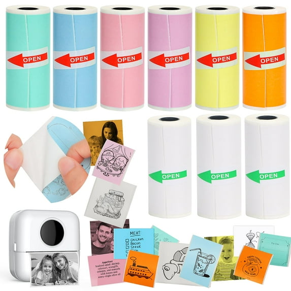 Mini Printer Sticker Paper, 9 Rolls Thermal Self Adhesive 57x25mm, 3 ...