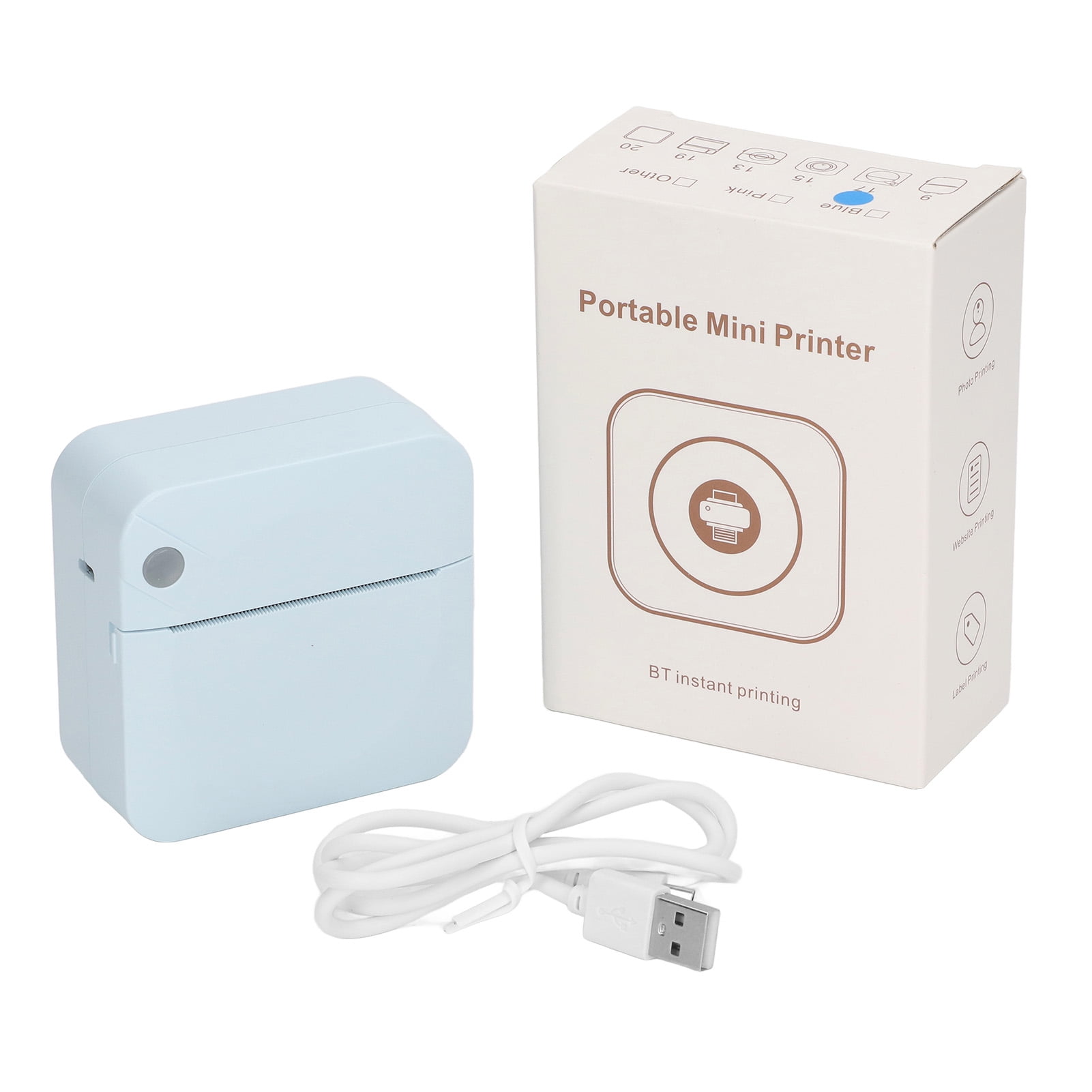 Mini Student Blue Portable Bluetooth Thermal Printer for Notes Photos ...