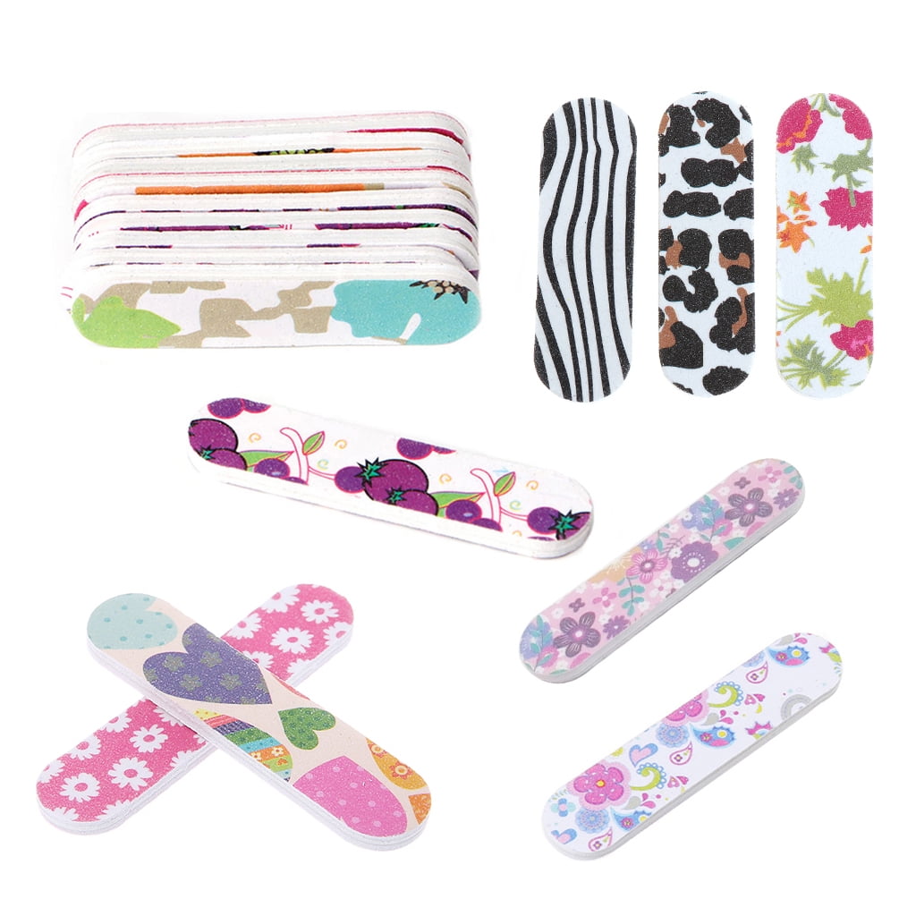 Mini Pro Nail Files Cute Round Double Sided Grit Nail Art Tips Tools ...