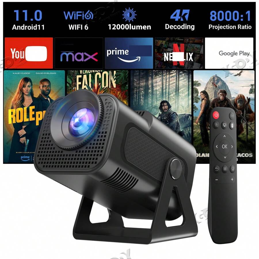 Mini Projector 1080P FHD 4K Support Smart Portable Projector With WiFi ...