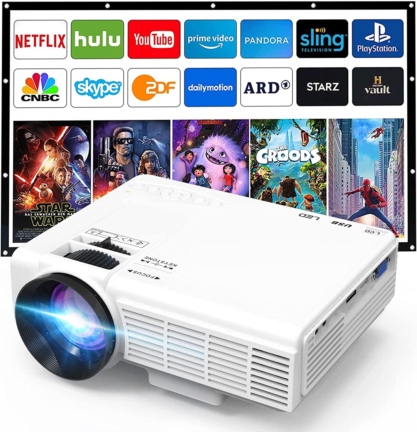 Mini Projector, 1080P Full HD Supported, Portable Movie Home Theater ...
