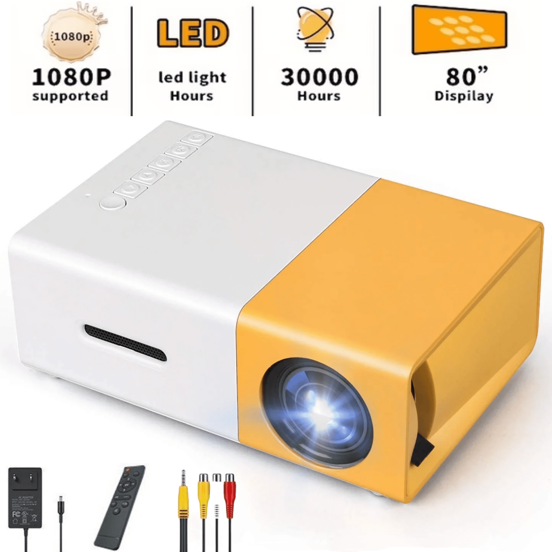 Finopo Mini Projector, Portable Movie Projector, 1920*1080p HD Smart ...
