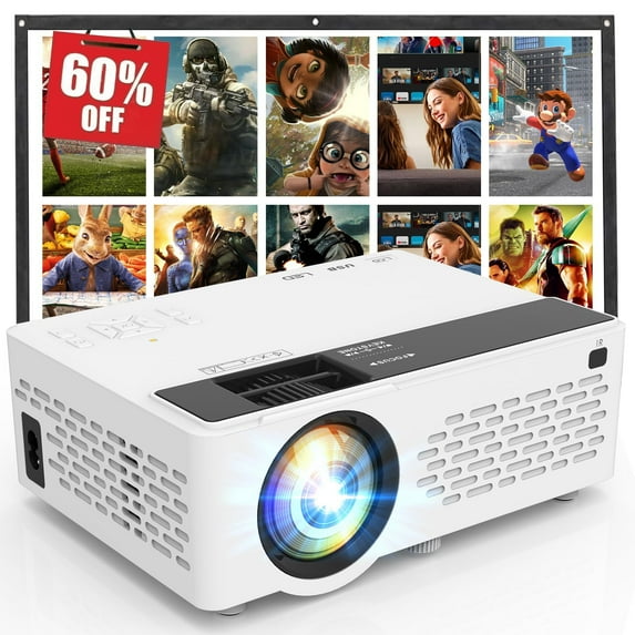 GKLPO Mini Projector with Bluetooth, 1080P Portable Home Projector ...