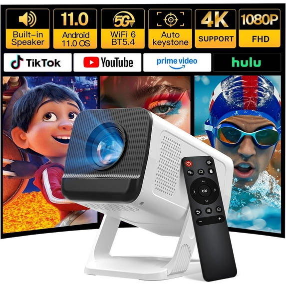 Mini Projector with WiFi 6 and 5.4 Built-in Apps Portable Projector 11 ...
