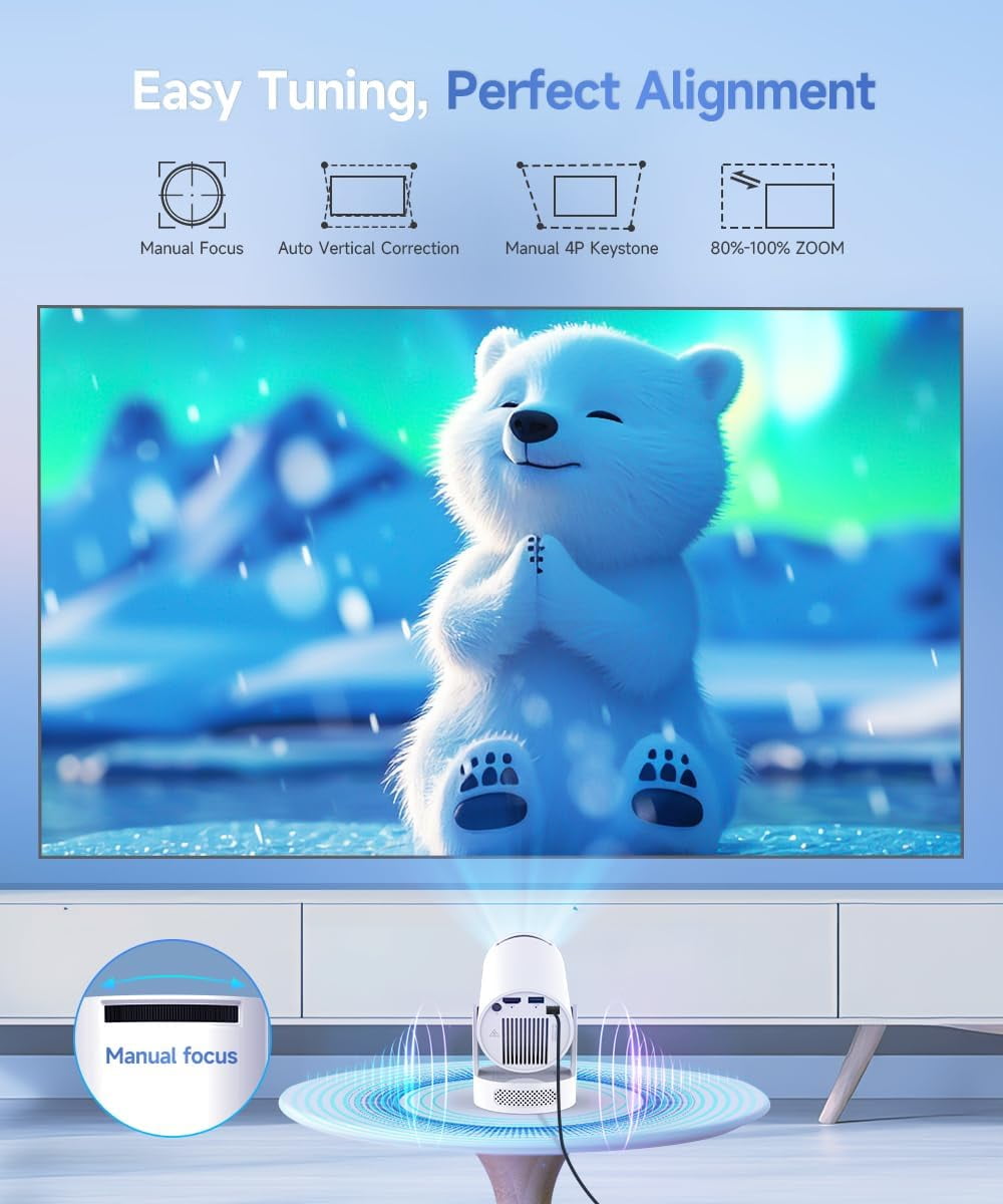 Mini Projector with WiFi 6 and Bluetooth 5.4, Portable Projector 4K ...