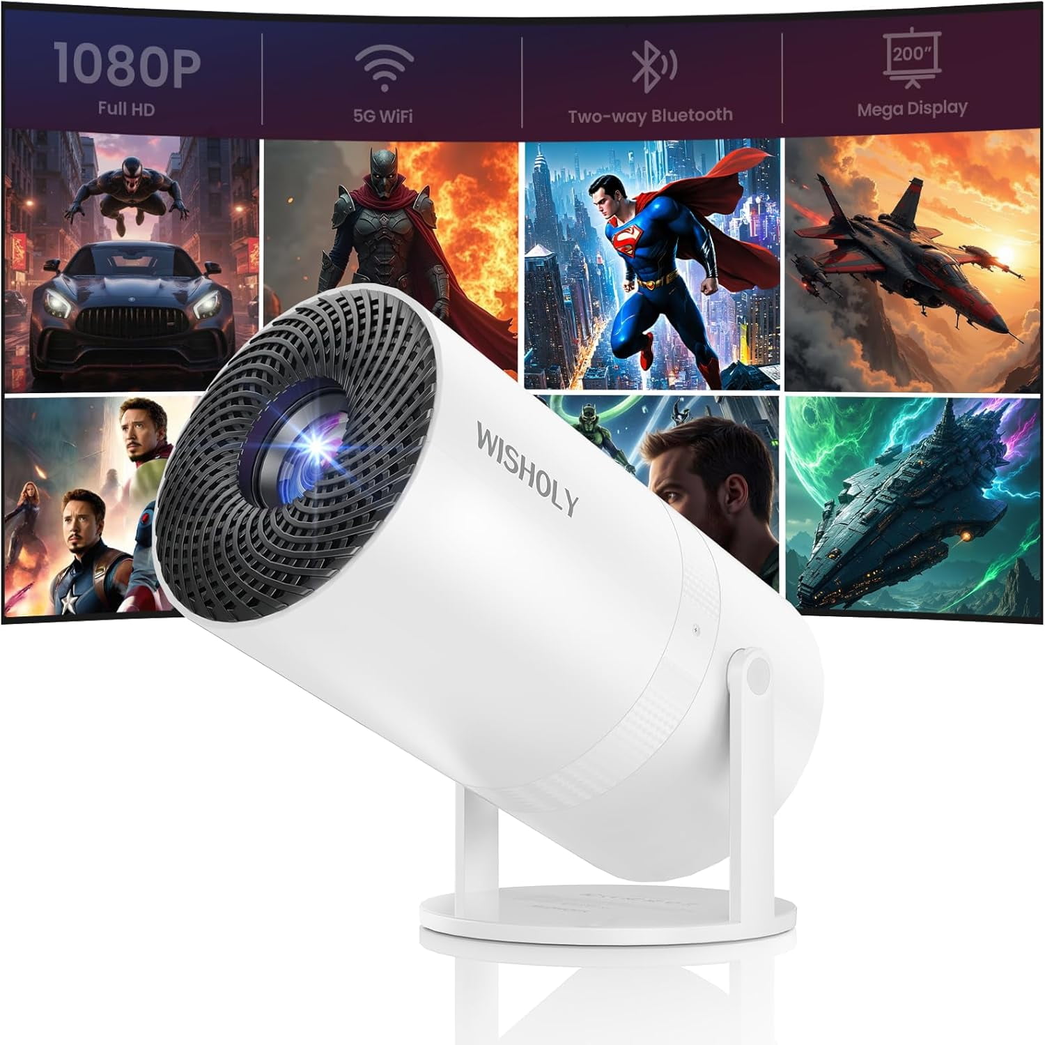 Mini Projector with WiFi and Bluetooth, Portable Movie Projector with ...