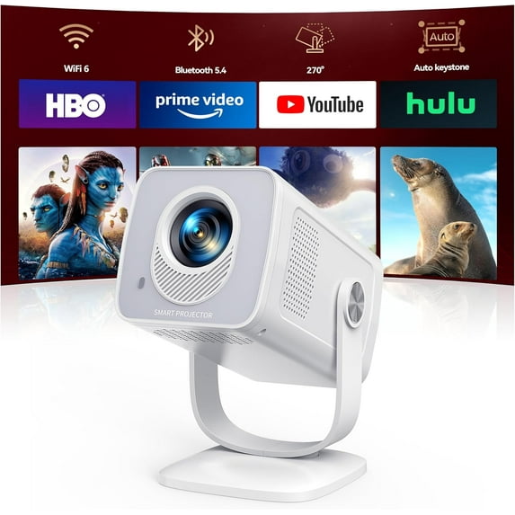 Mini Projector with WiFi6 and Two-Way Bluetooth5.4, 4K Smart 1080P ...