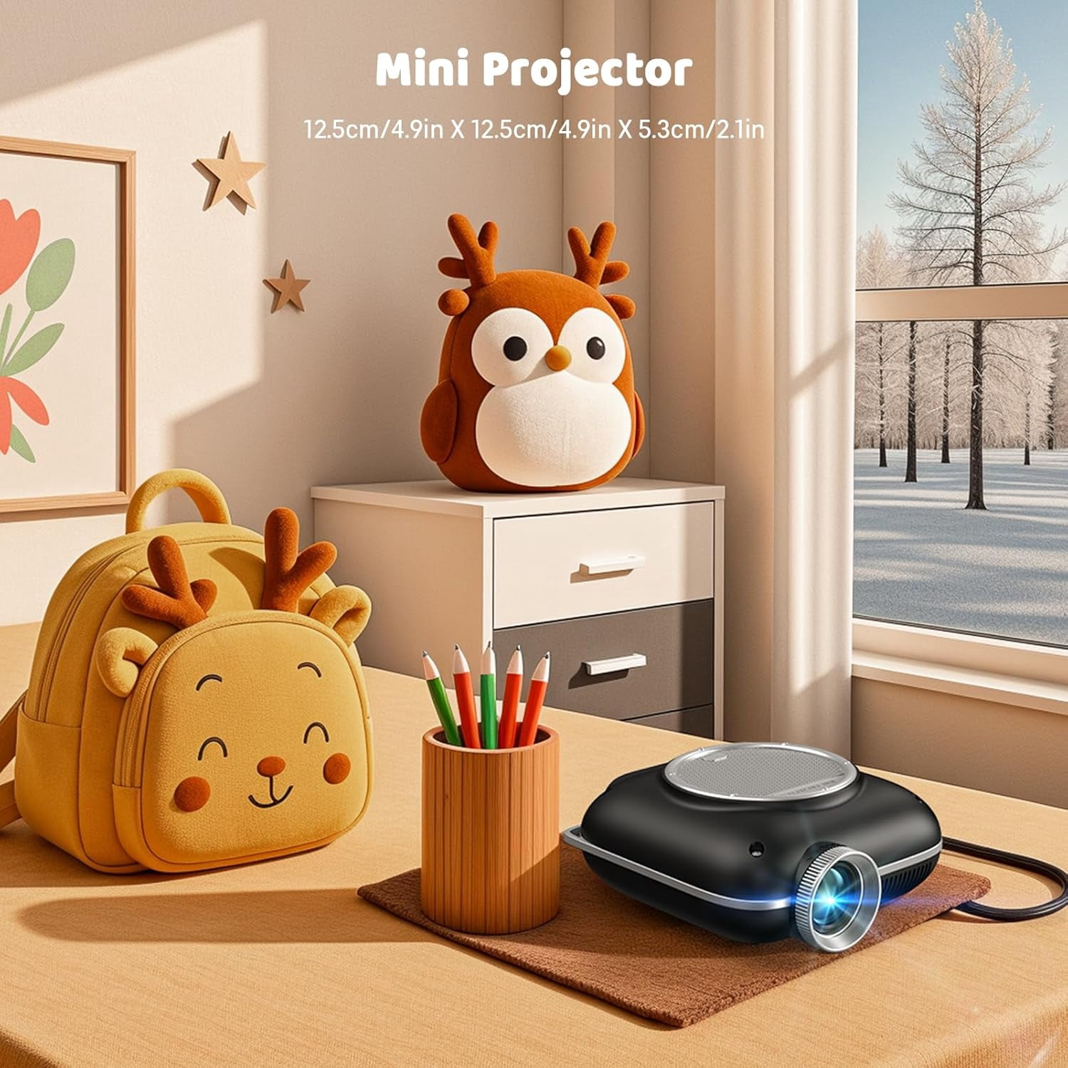 Mini Projector with Two-Way Bluetooth, Portable Projector for Home ...