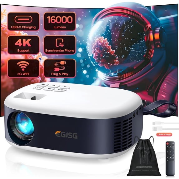 Mini Projector with WiFi and Bluetooth, 1080P/4K Supported Movie 5G 6 ...