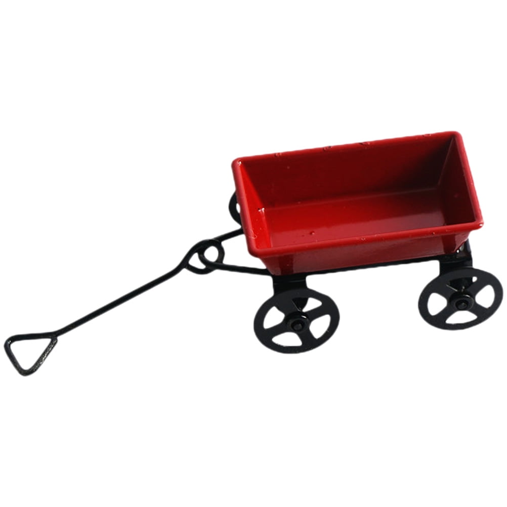 Mini Pull Cart Iron Cart Ornament Mini House Garden Layout Ornament ...