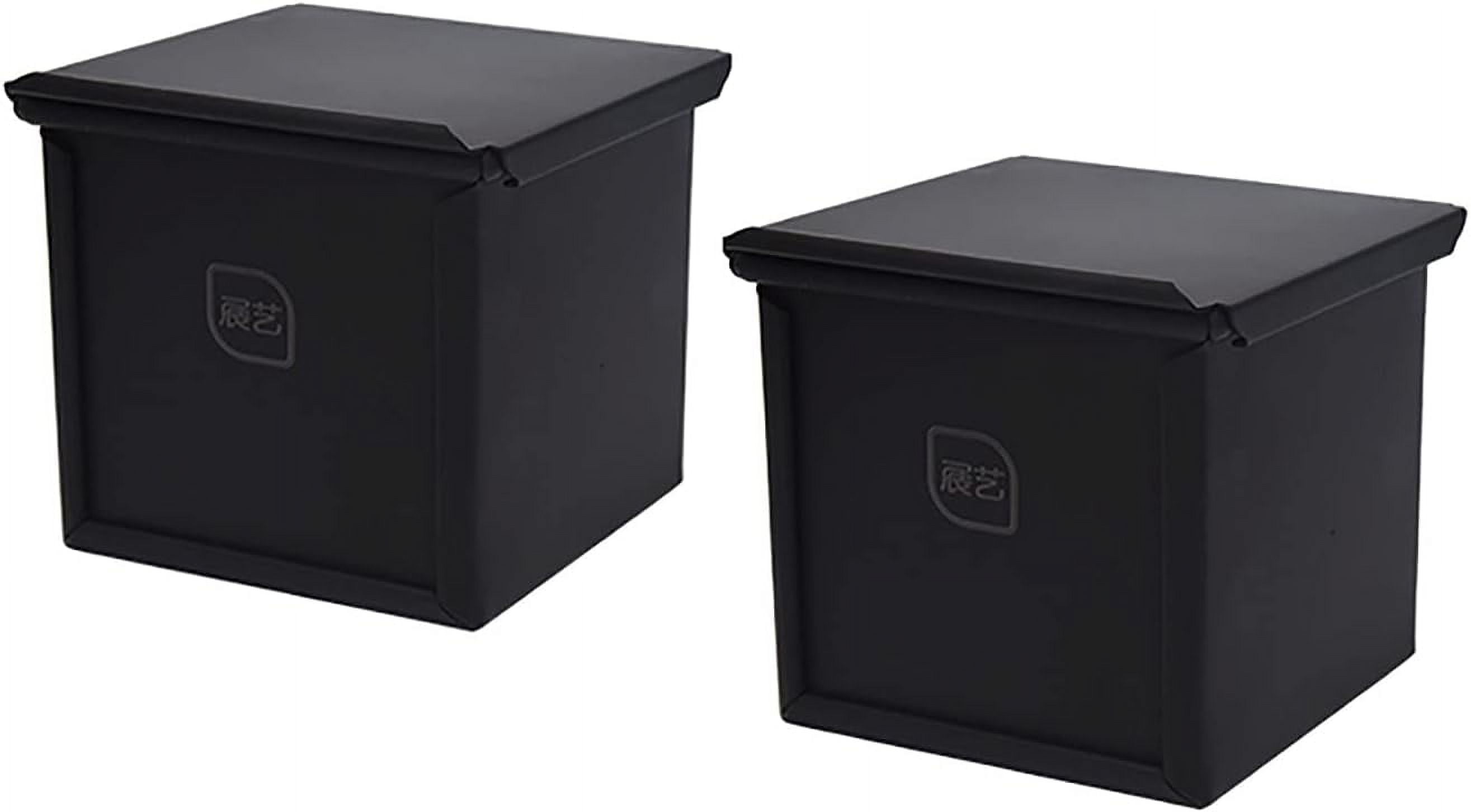 Mini Pullman Loaf Pan with Lid 2 pcs 250g Square Cube Black Toast Mold ...