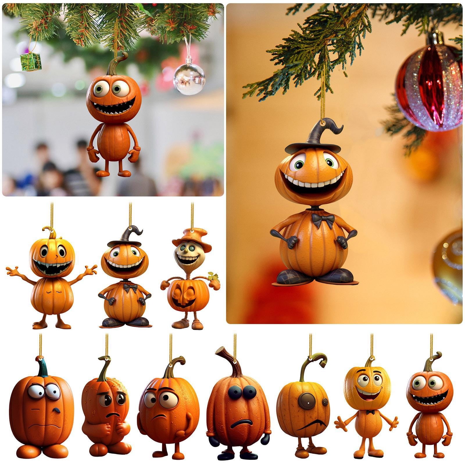 Mini Pumpkin Resin Halloween Ornaments Charm Tiny Tree Decorations ...