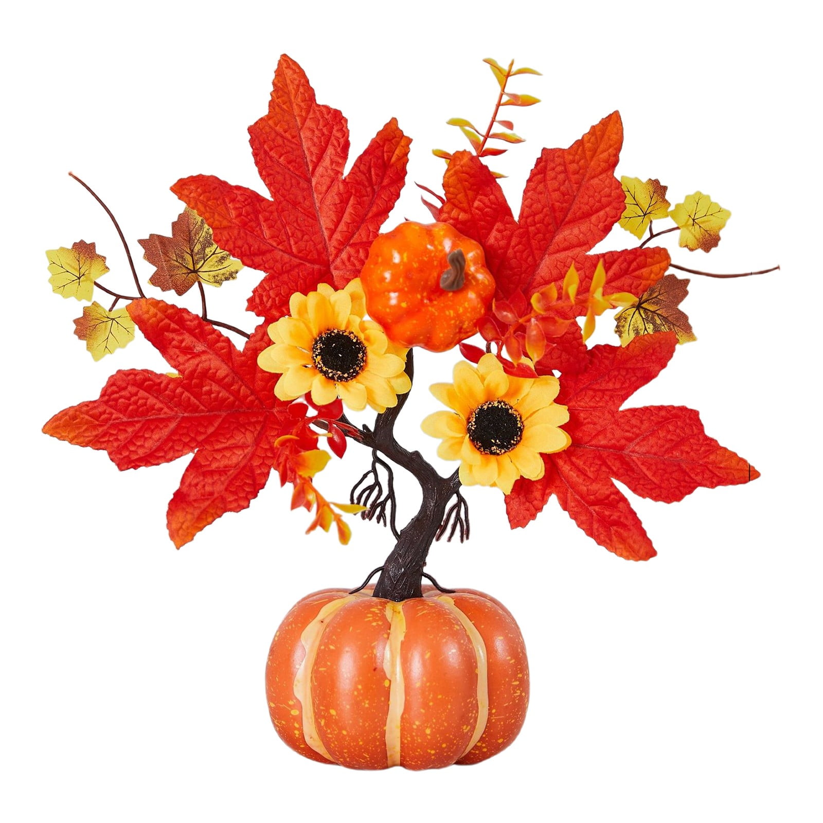 Mini Pumpkin Tree Décor – Artificial Autumn Tabletop Centerpiece with ...