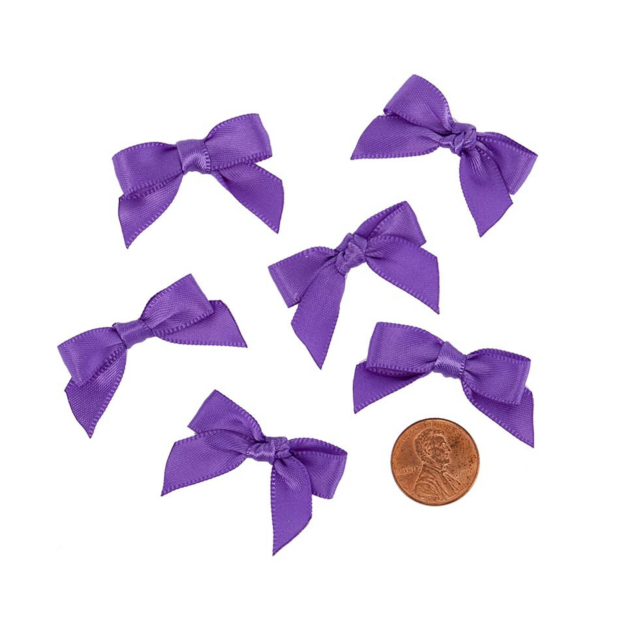 Mini Purple Satin Bows - 1 3/8 in. x 1in. - 50 Pack - Walmart.com