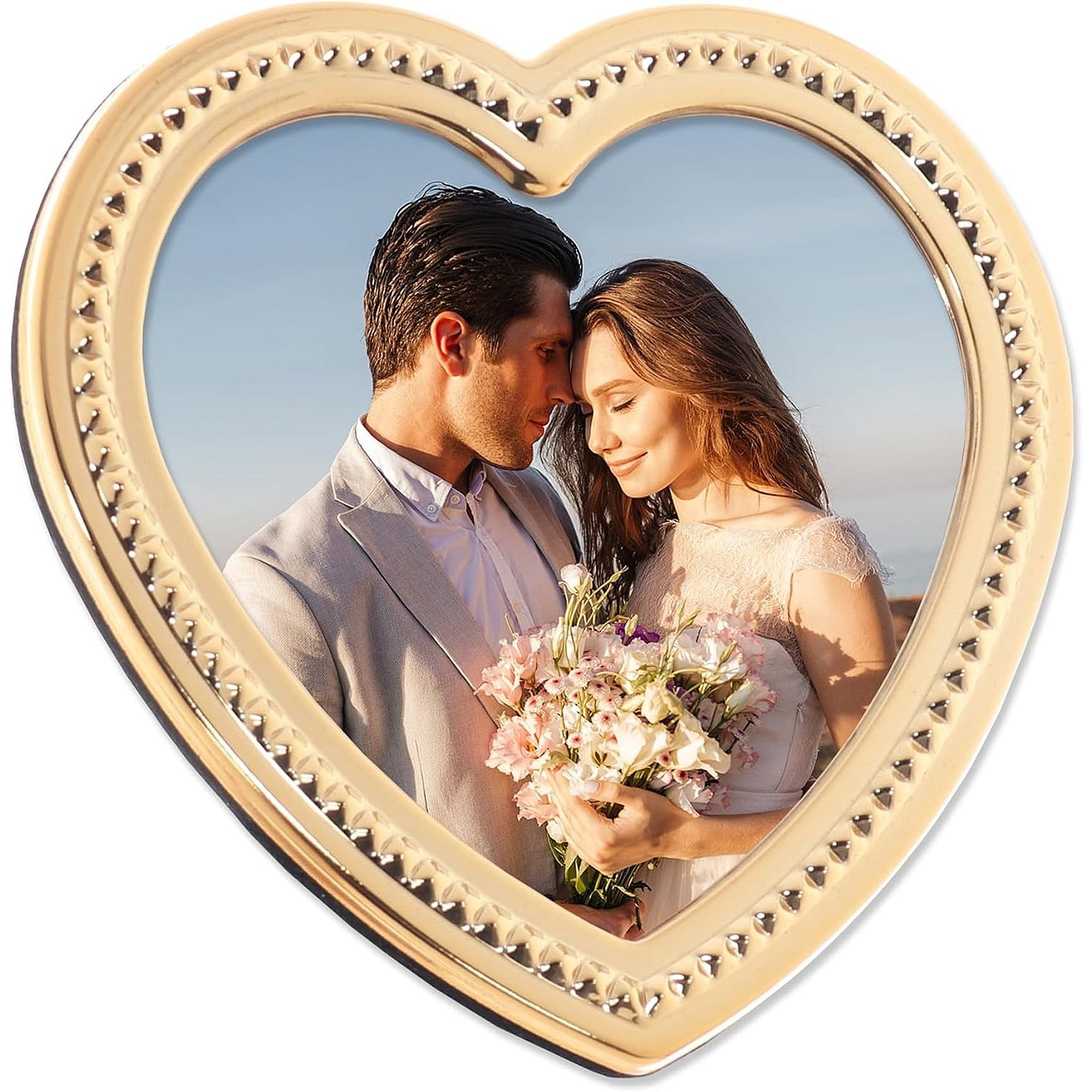 Mini-Pyramid Gold finish 4x4 Heart frame by Lawrence - 4x4 - Walmart.com