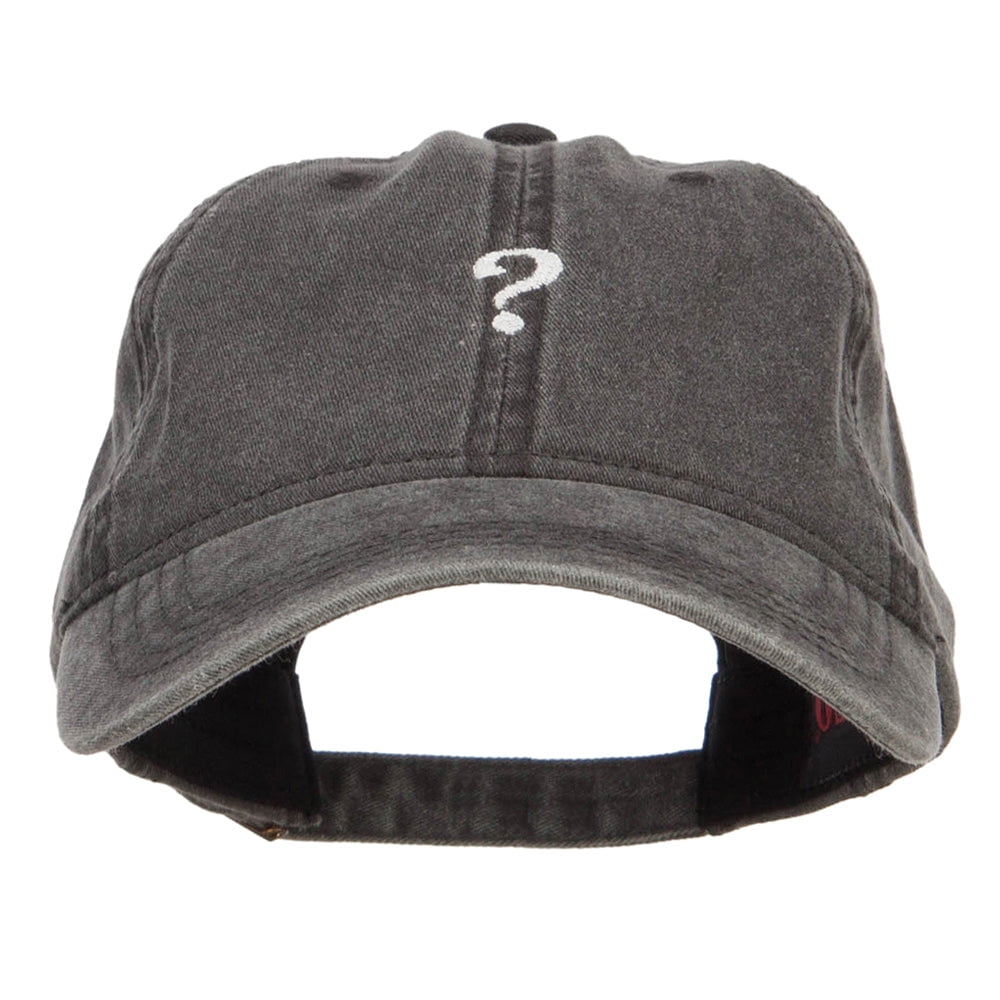 Mini Question Mark Embroidered Washed Cap - Black OSFM - Walmart.com
