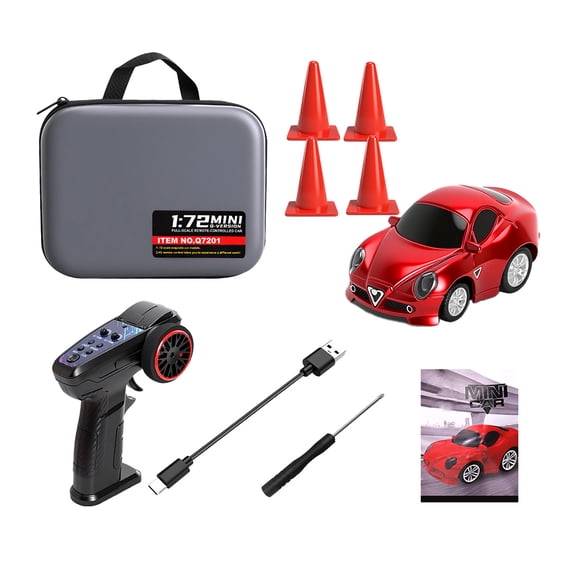 Mini RC Car 1/72 Scale 2.4GHz Remote Control Micro Desktop Vehicle with ...