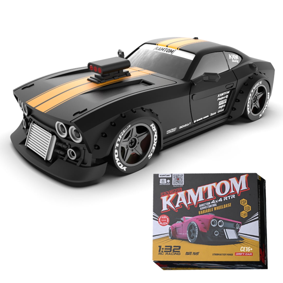 Mini RC Drift Car 1/32 Scale 4WD – Smart 32-Bit Control, ESP Gyro, 2 ...