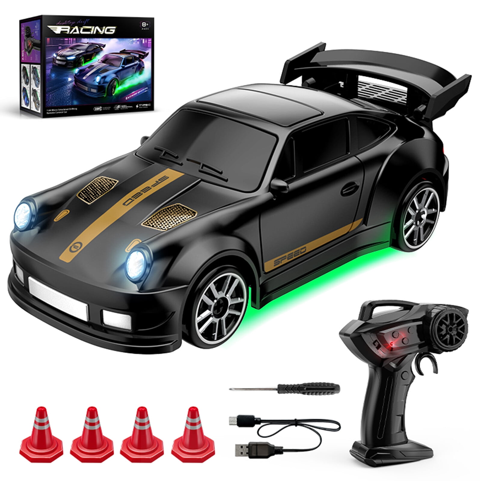 Mini RC Drift Car, 1/64 ScaleTruck Remote Control All-Wheel Drive ...