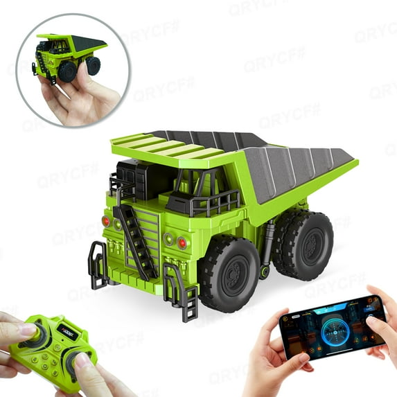 Mini RC Dump Truck 1:64 Alloy Remote Control Car with Adjustment Lights ...