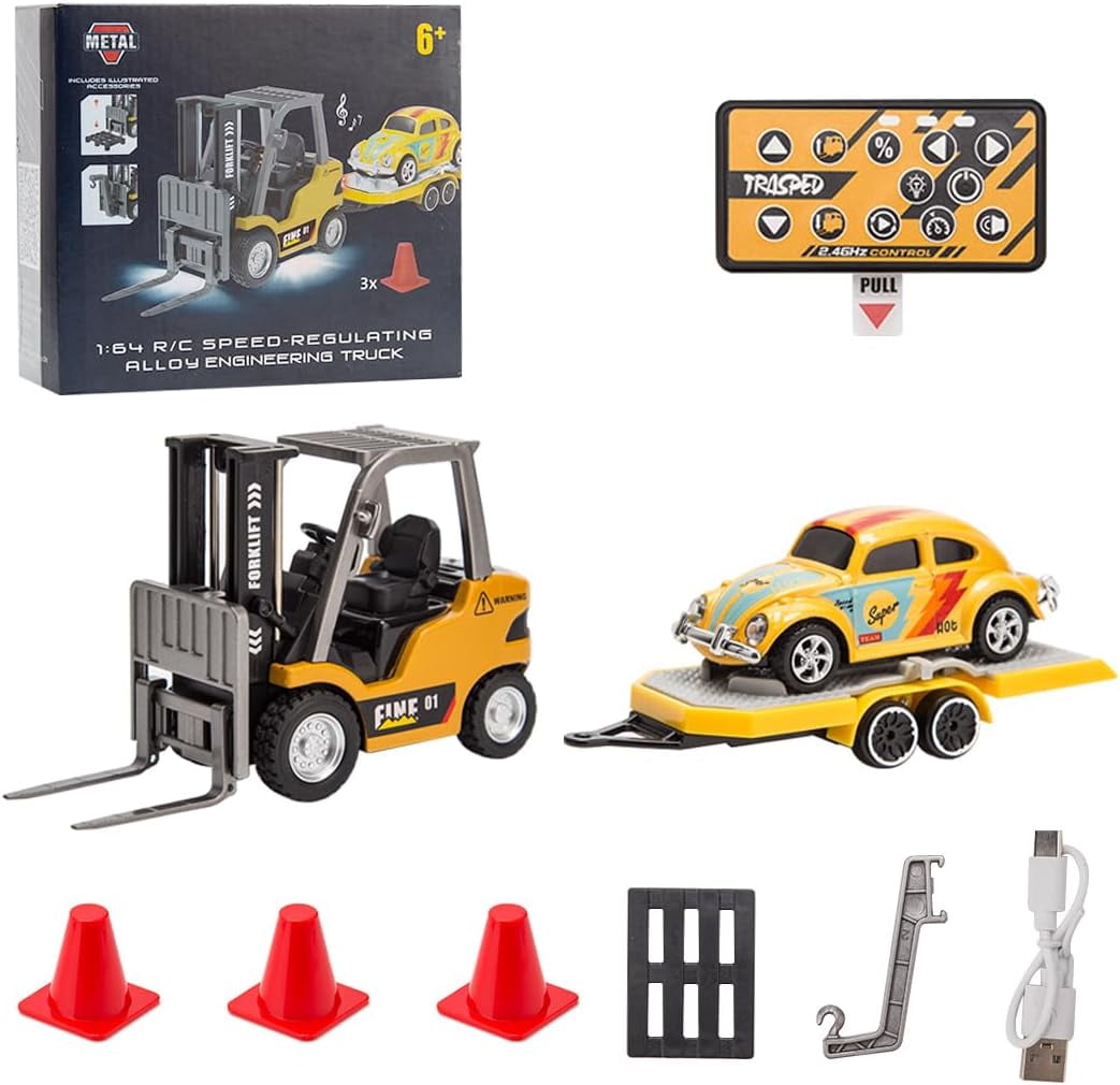 Mini RC Forklift Truck, 1/64 Scale Truck with Functional Lift, Cargo ...