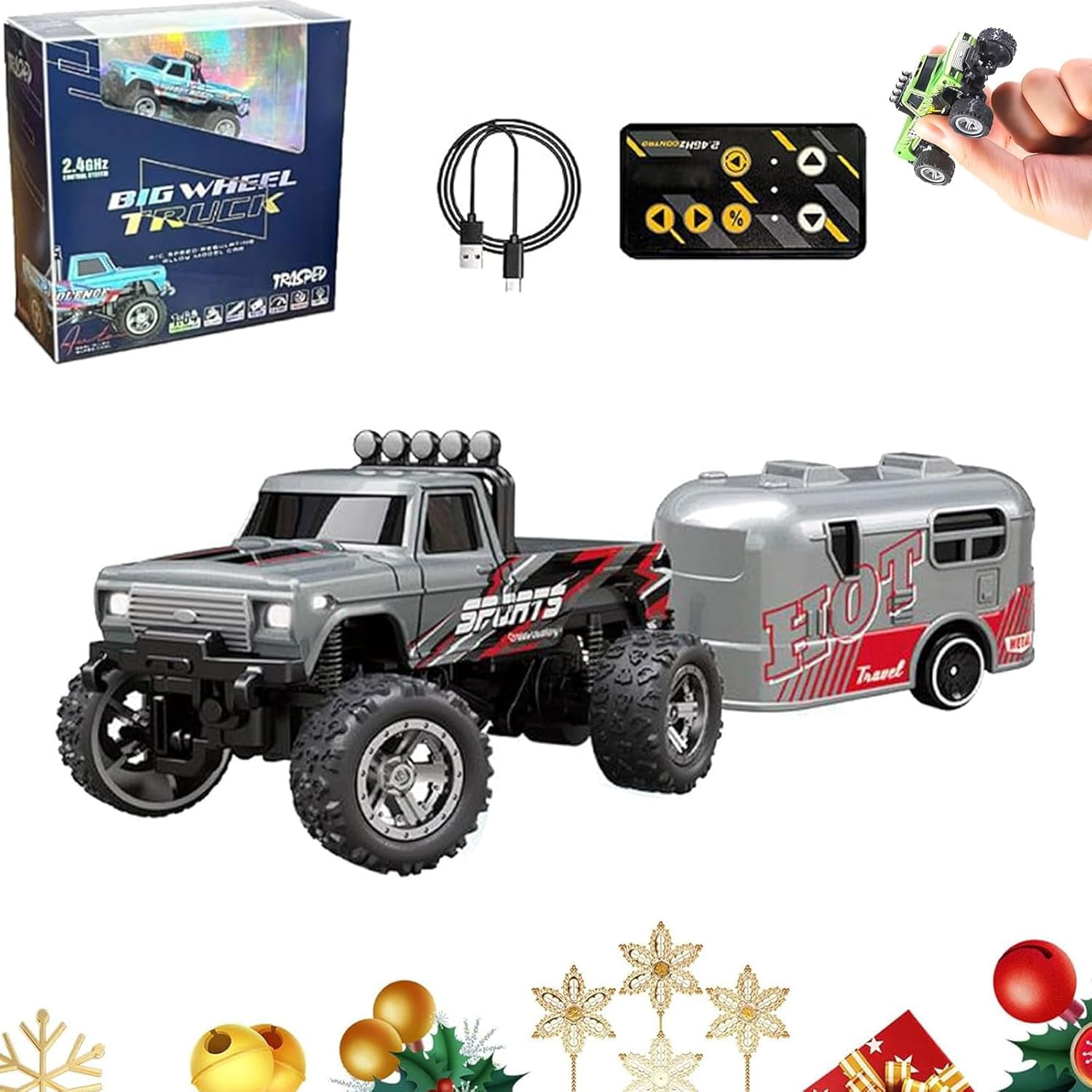 Mini RC Monster Truck, Mini RC Monster Truck 1:64 Scale Alloy, 2.4 Ghz ...