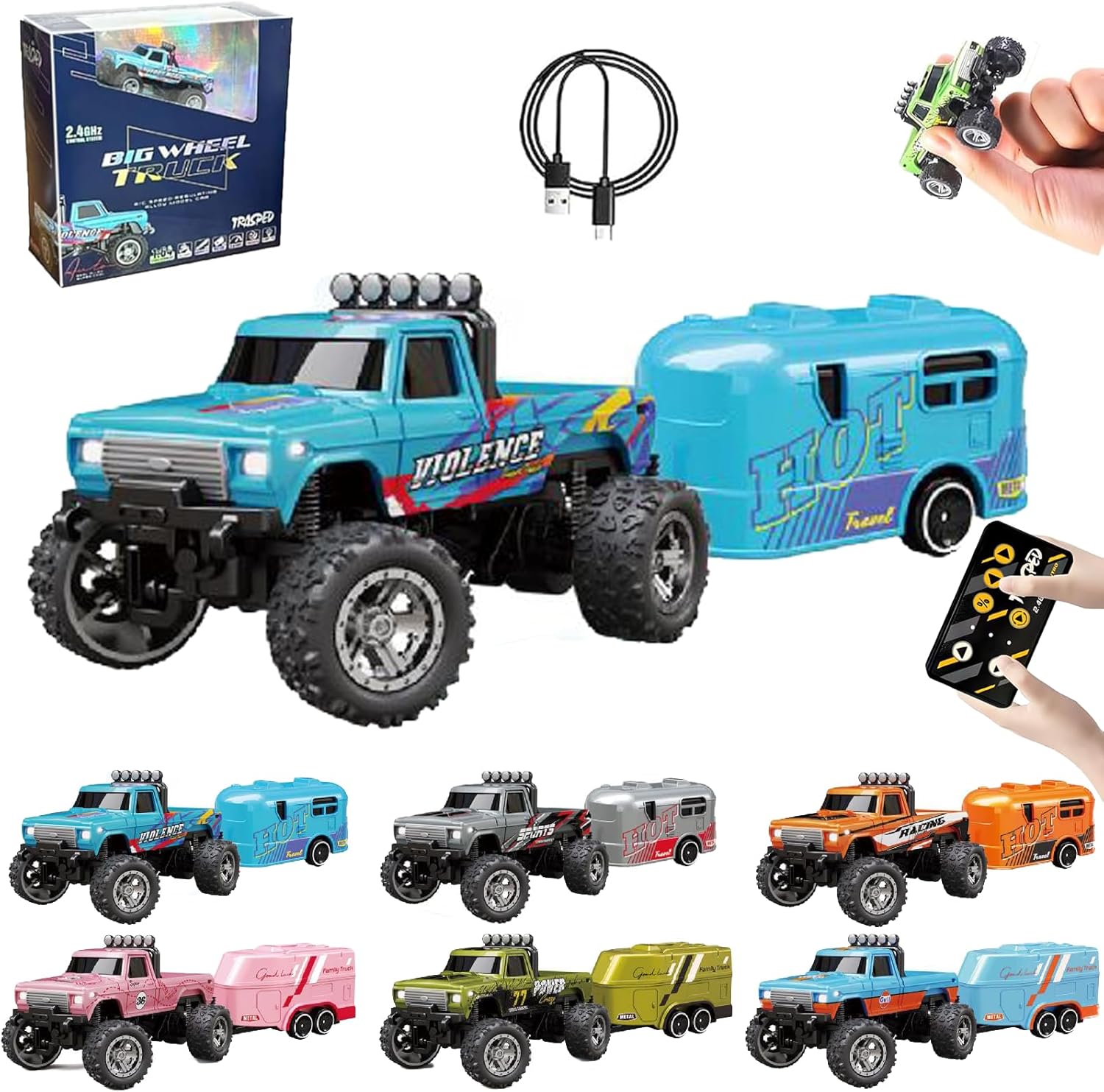 Mini RC Monster Truck，Rc Semi Truck with Trailer,Rc Truck and Trailer,1 ...