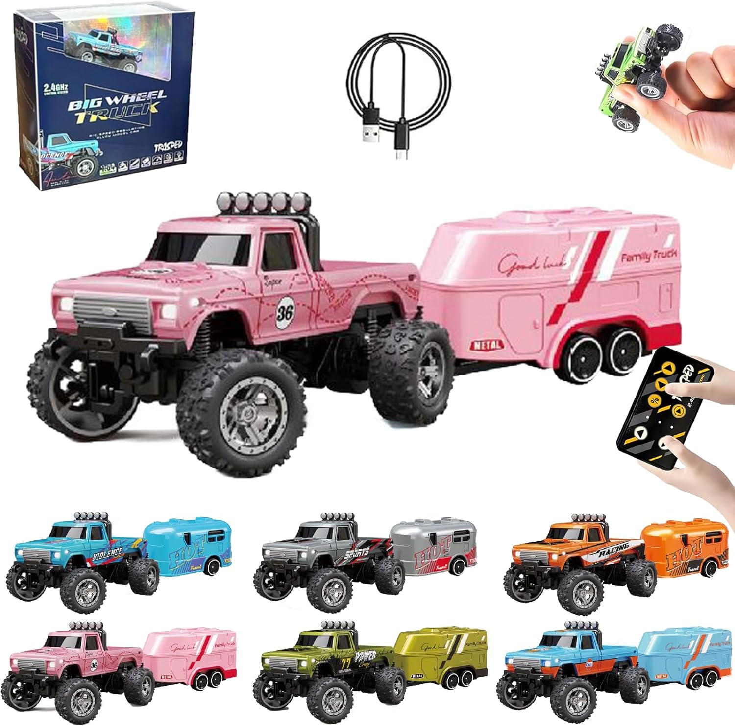 Mini RC Monster Truck，Rc Semi Truck with Trailer,Rc Truck and Trailer,1 ...