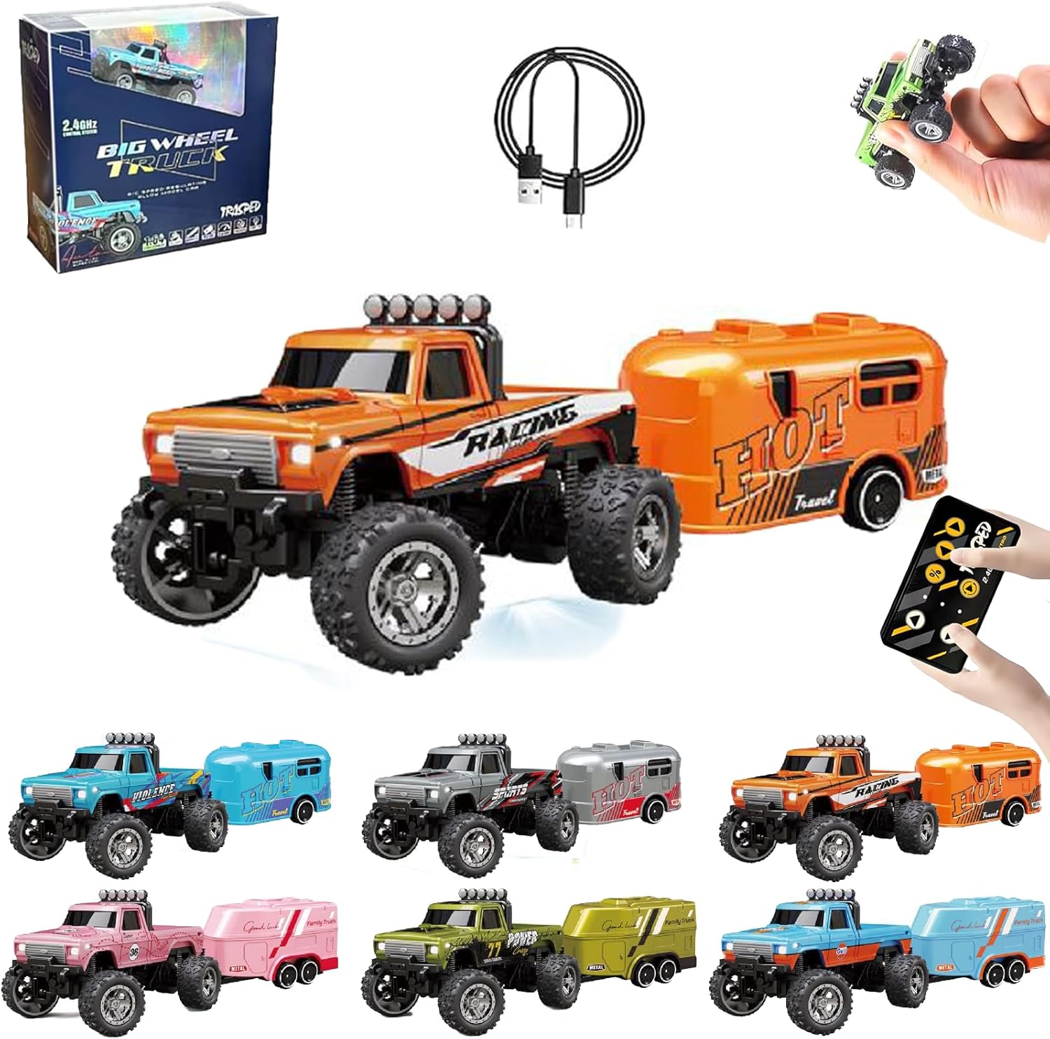 Mini RC Monster Truck，Rc Semi Truck with Trailer,Rc Truck and Trailer,1 ...